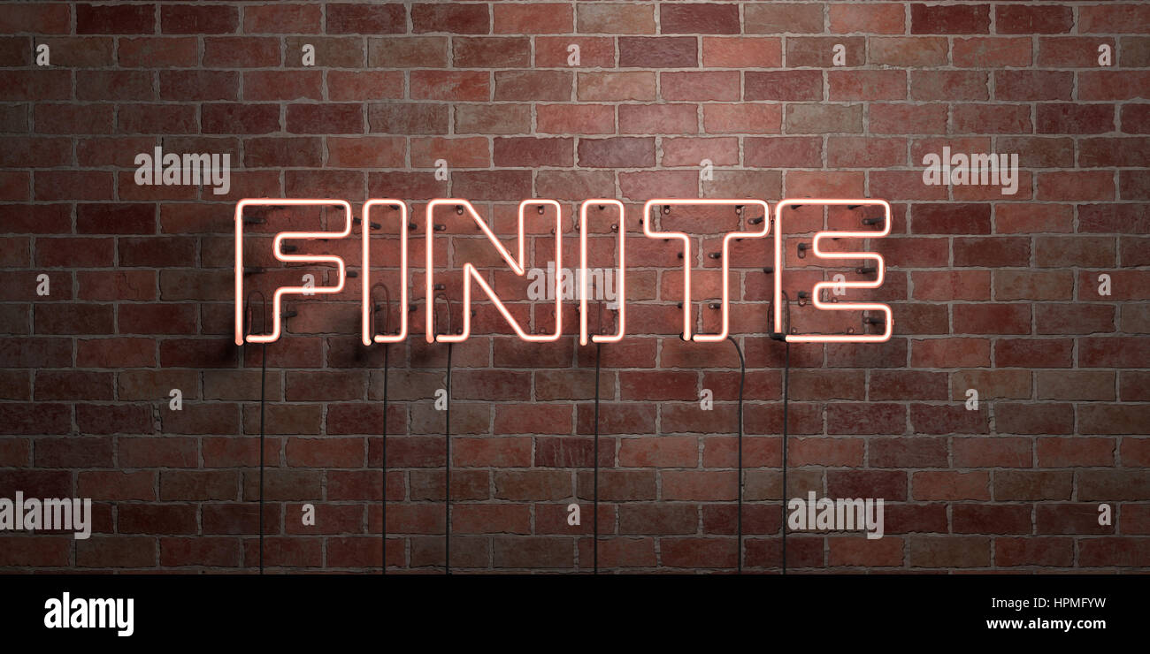FINITE - fluorescent Neon tube Sign on brickwork - Front view - 3D ...