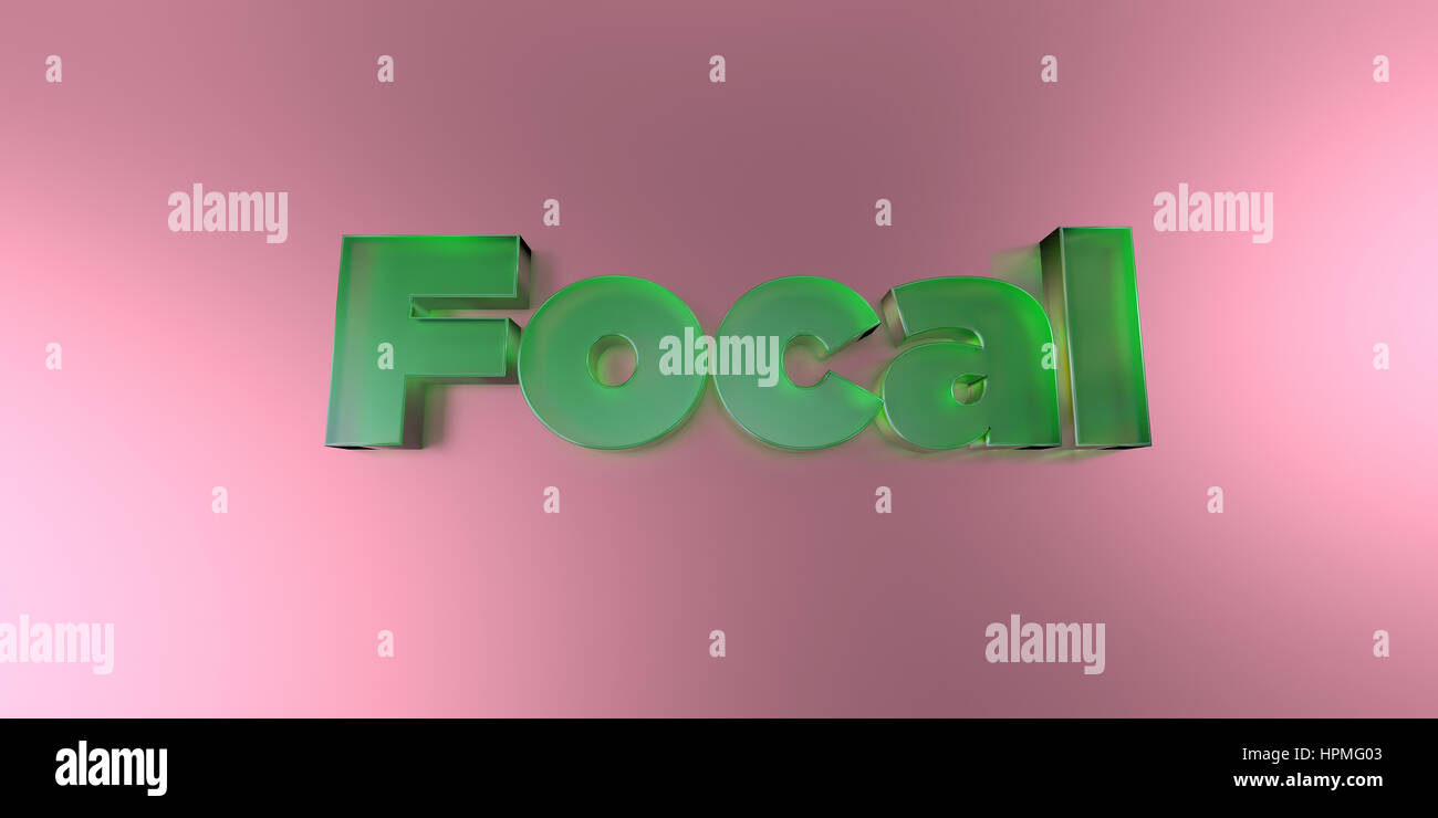 Focal - colorful glass text on vibrant background - 3D rendered royalty ...