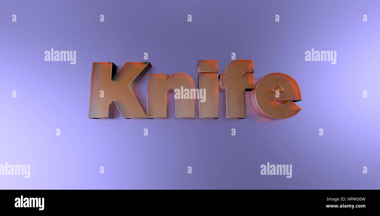 Knife - colorful glass text on vibrant background - 3D rendered royalty ...