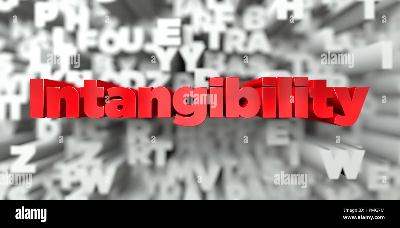 Intangibility - Red text on typography background - 3D rendered royalty ...