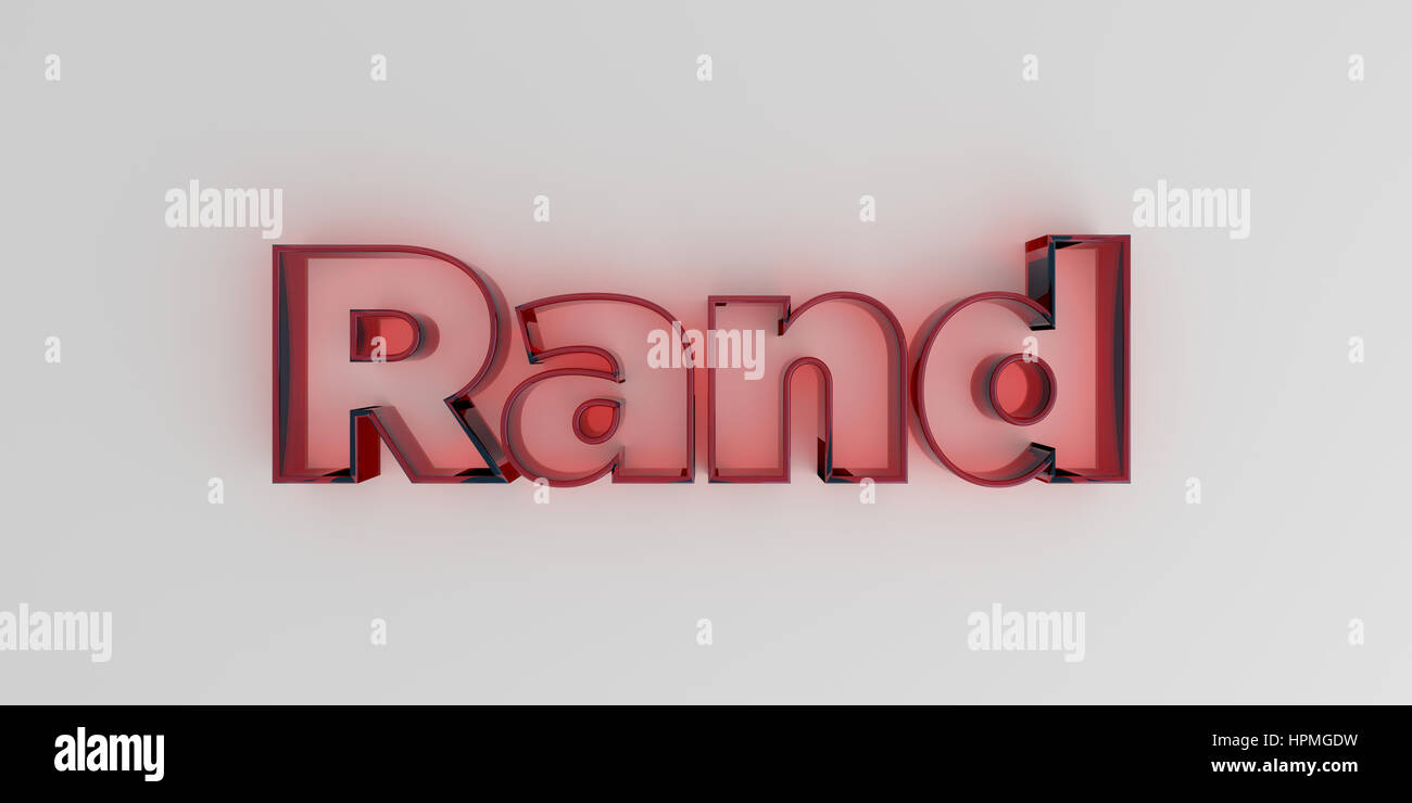 Rand - Red glass text on white background - 3D rendered royalty free ...