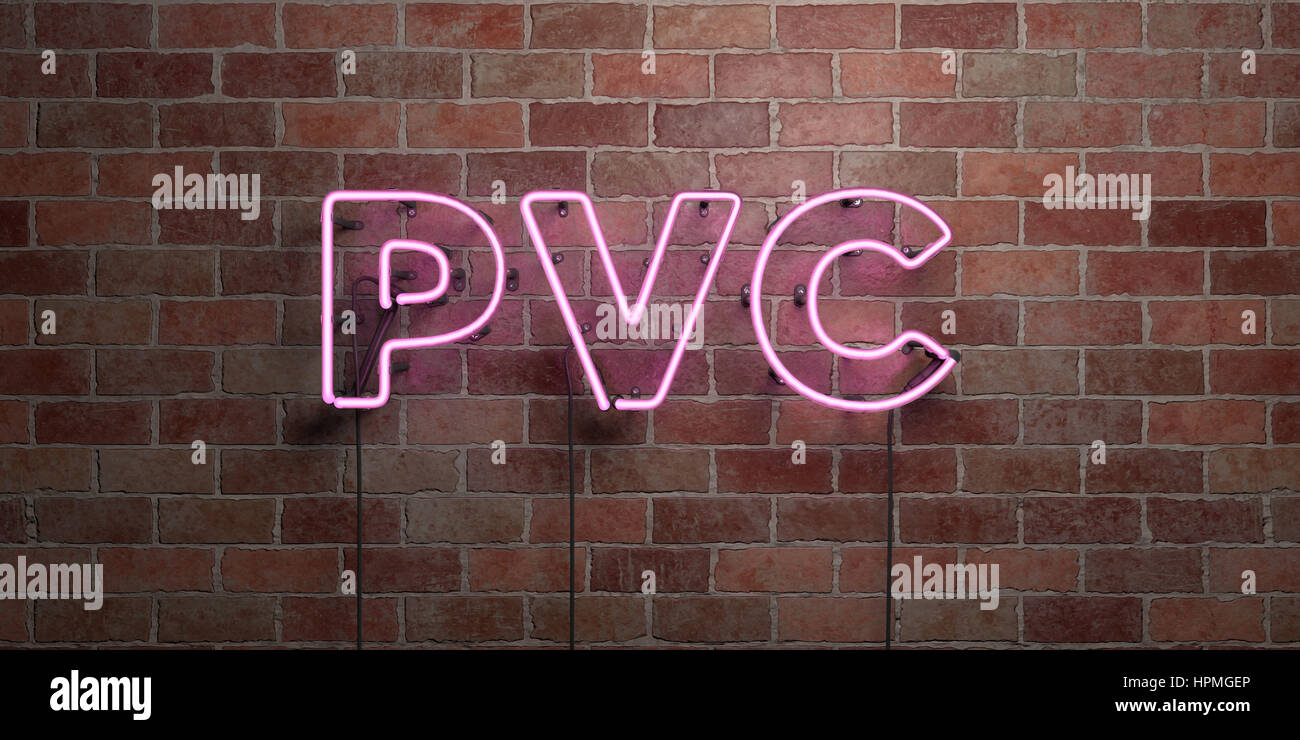 PVC - fluorescent Neon tube Sign on brickwork - Front view - 3D ...