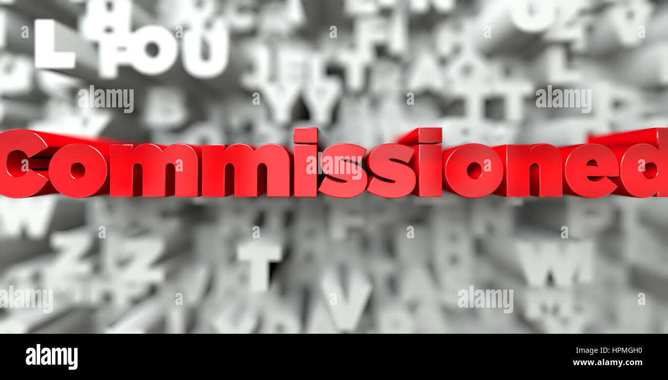 Commissioned - Red text on typography background - 3D rendered royalty ...