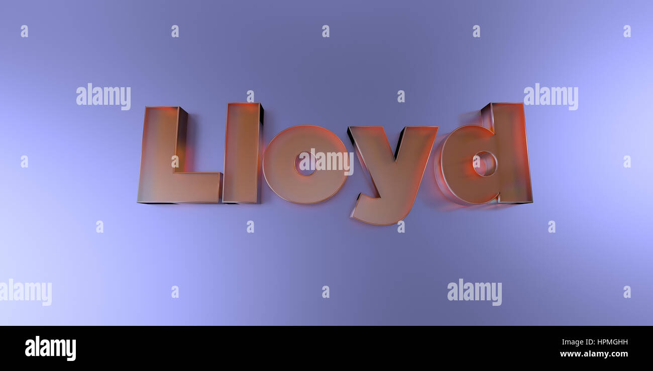 Lloyd - colorful glass text on vibrant background - 3D rendered royalty ...