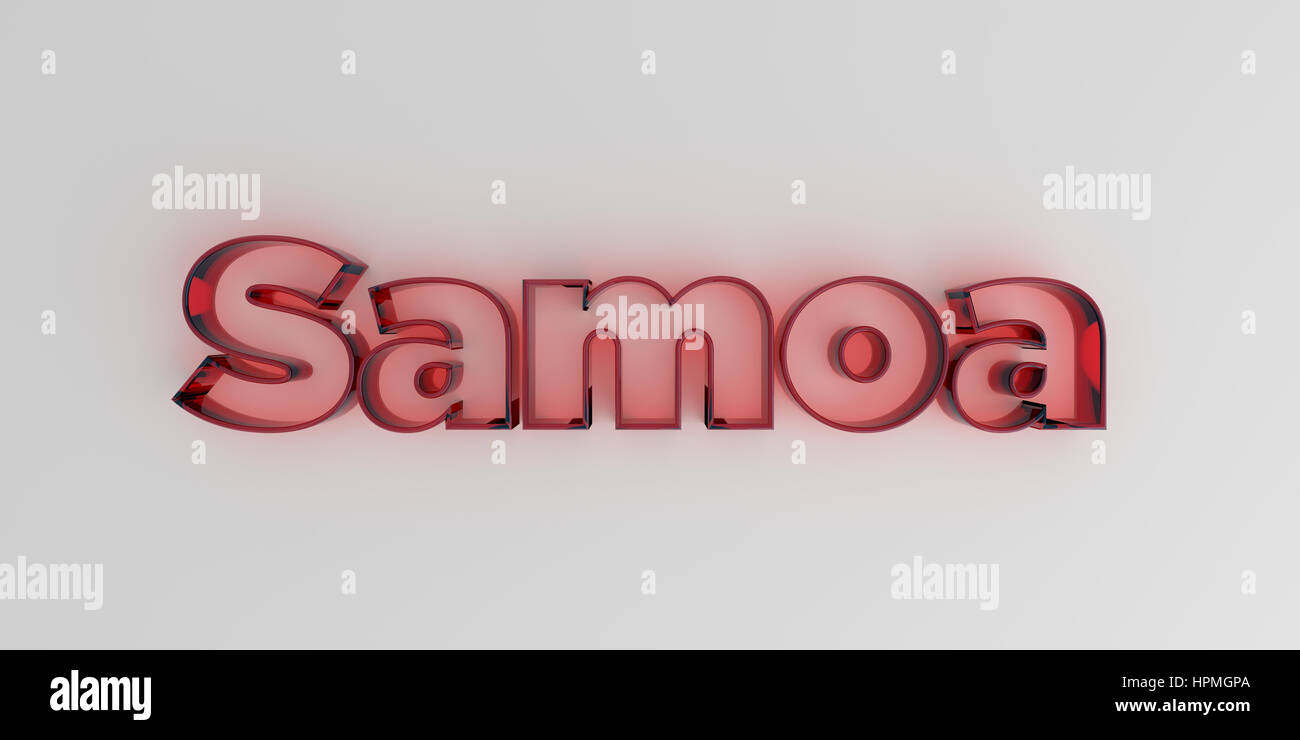 Samoa - Red glass text on white background - 3D rendered royalty free ...