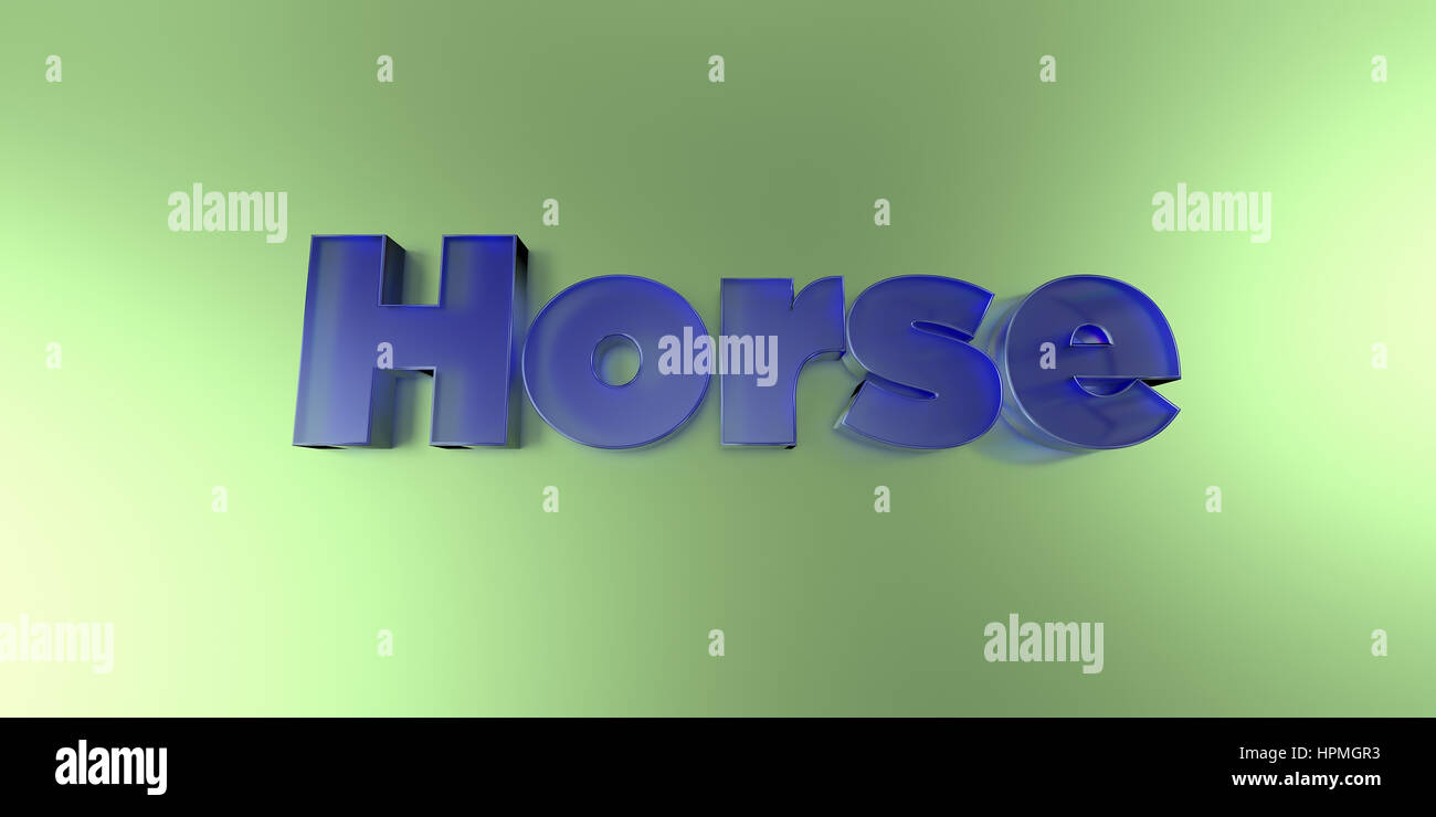 Horse - colorful glass text on vibrant background - 3D rendered royalty ...
