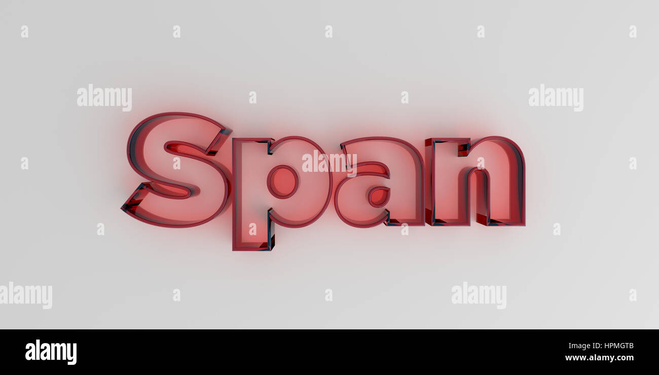 Span - Red glass text on white background - 3D rendered royalty free ...