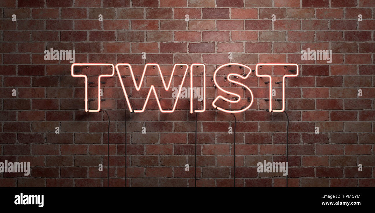 TWIST - fluorescent Neon tube Sign on brickwork - Front view - 3D ...