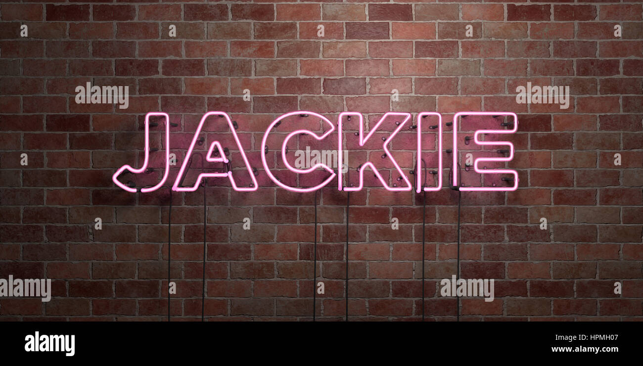 JACKIE - fluorescent Neon tube Sign on brickwork - Front view - 3D ...