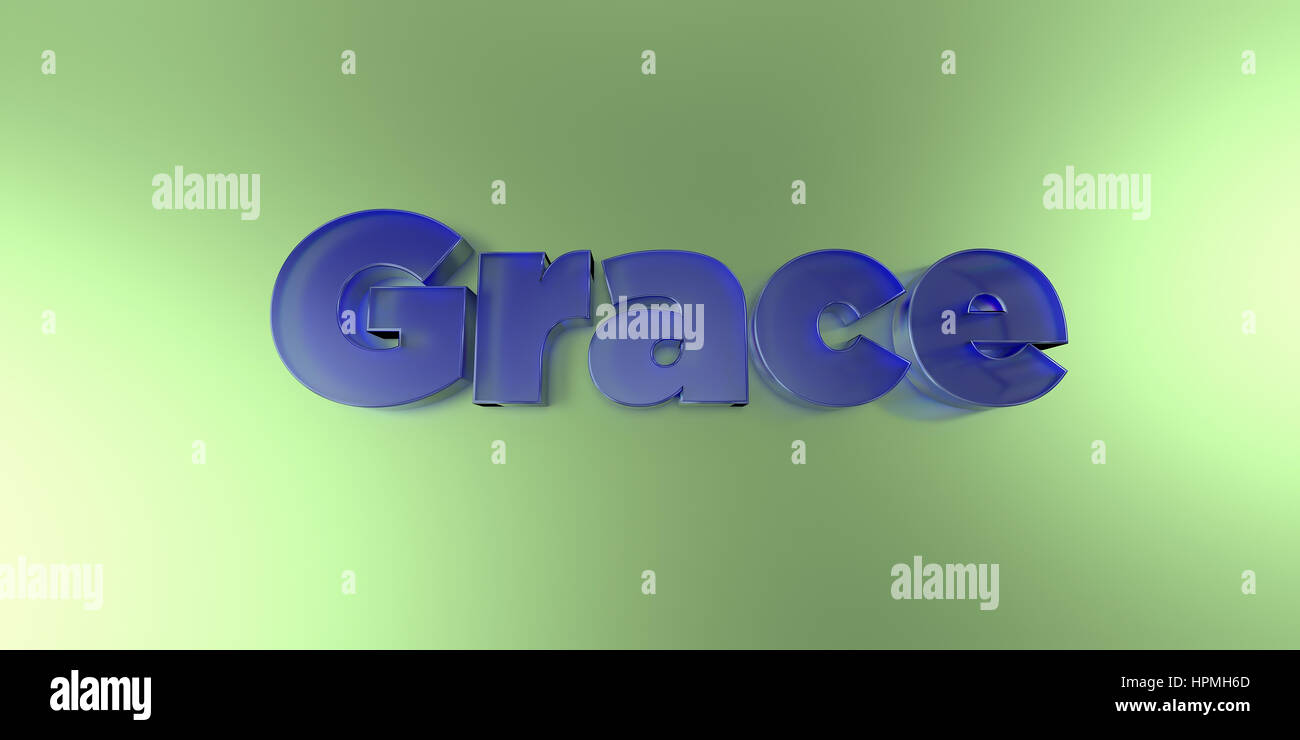 Grace - colorful glass text on vibrant background - 3D rendered royalty ...