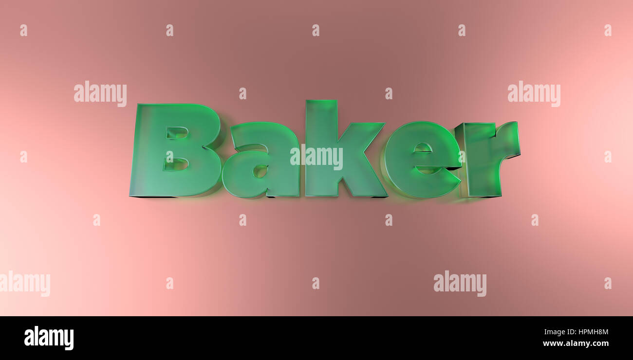 Baker - colorful glass text on vibrant background - 3D rendered royalty ...
