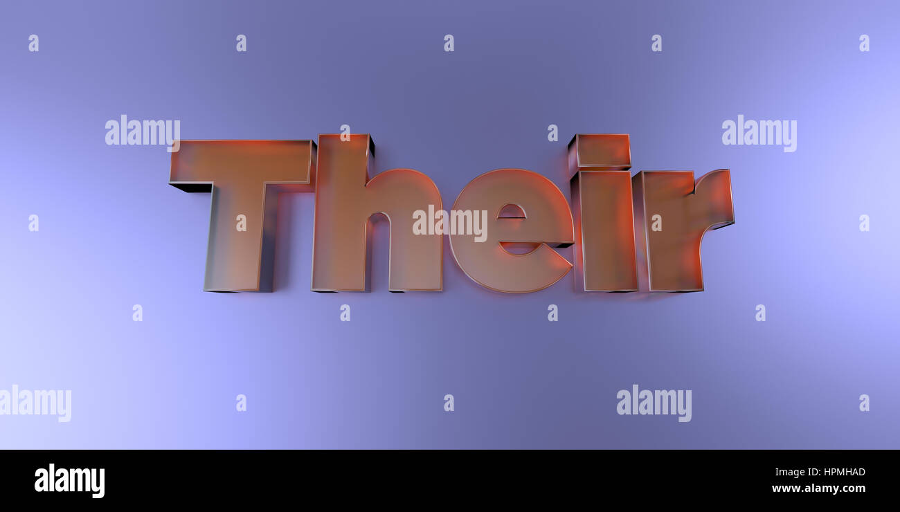 Their - colorful glass text on vibrant background - 3D rendered royalty ...