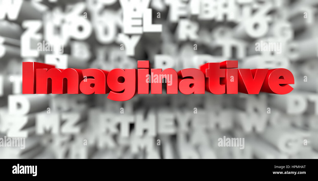 Imaginative - Red text on typography background - 3D rendered royalty ...