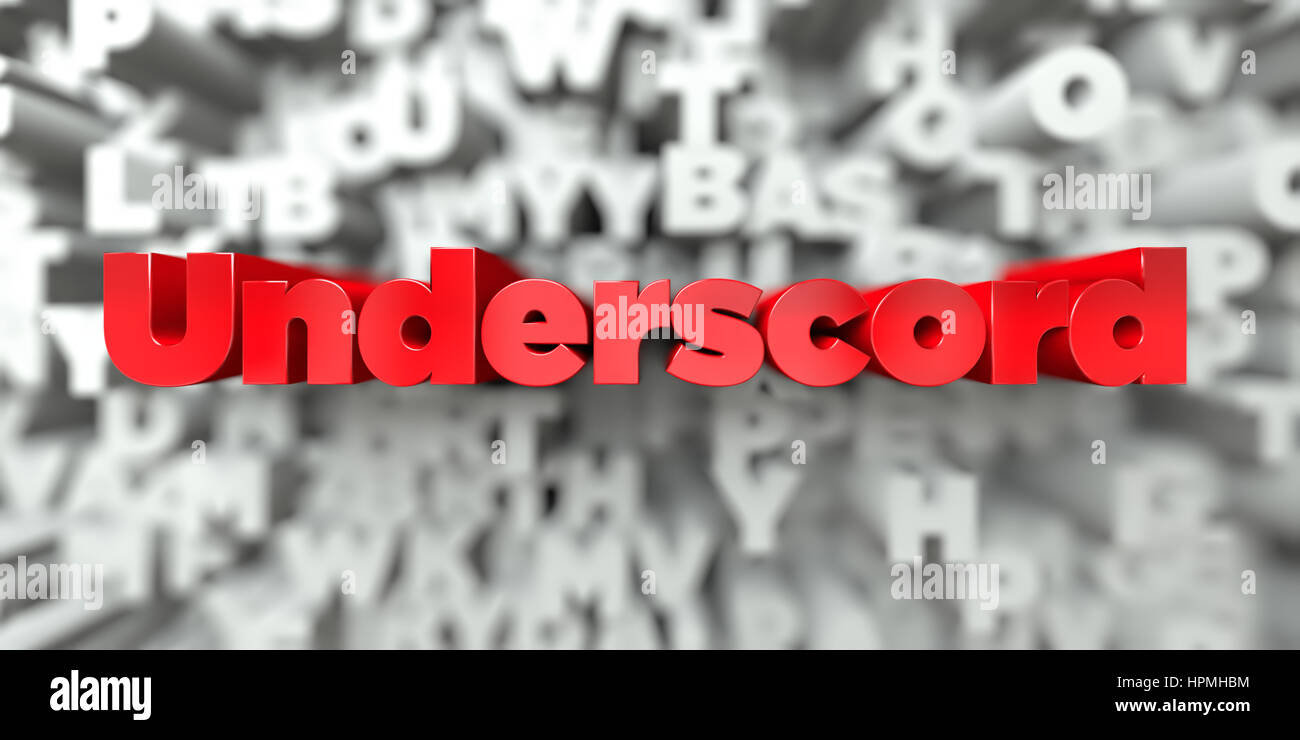 Underscord - Red text on typography background - 3D rendered royalty ...