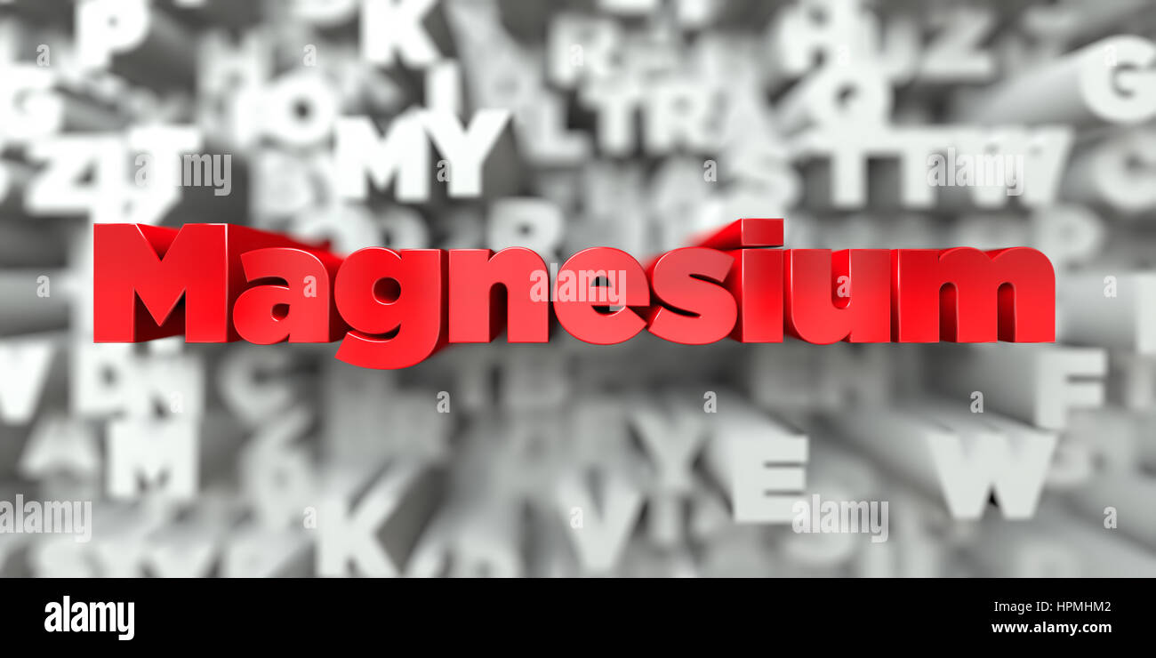 Magnesium - Red text on typography background - 3D rendered royalty ...