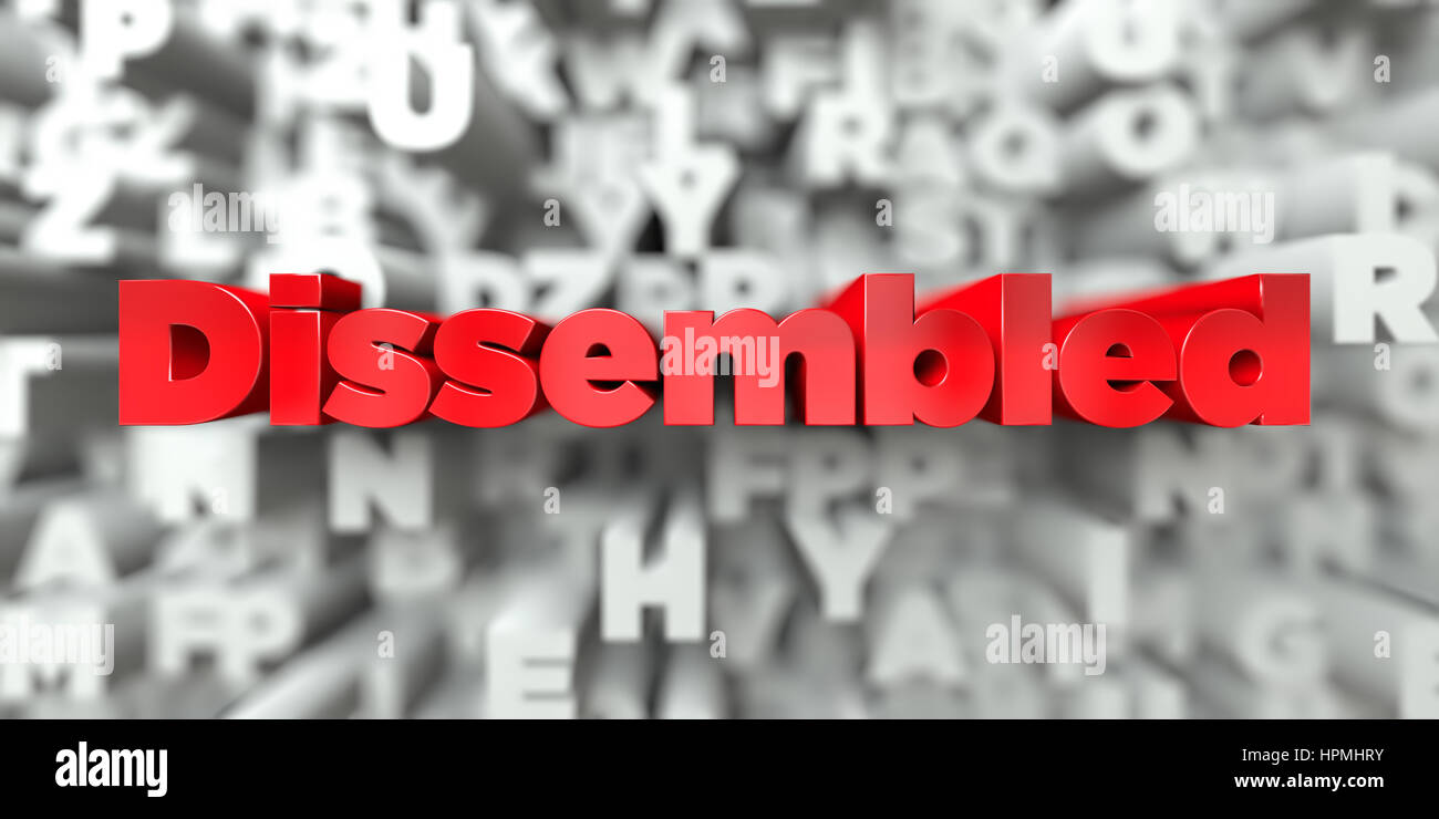 Dissembled - Red text on typography background - 3D rendered royalty ...