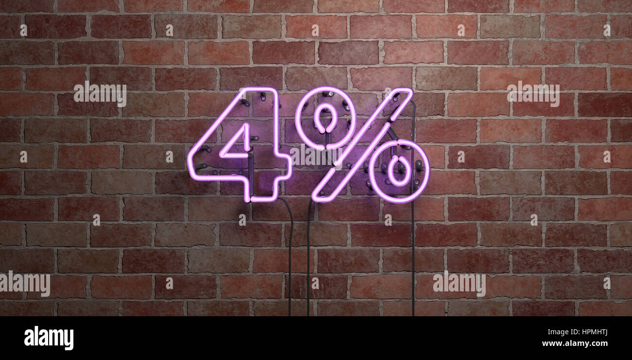 4% - fluorescent Neon tube Sign on brickwork - Front view - 3D rendered ...