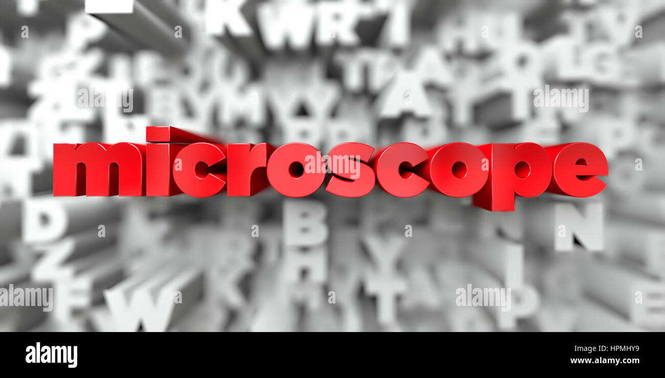 microscope - Red text on typography background - 3D rendered royalty ...