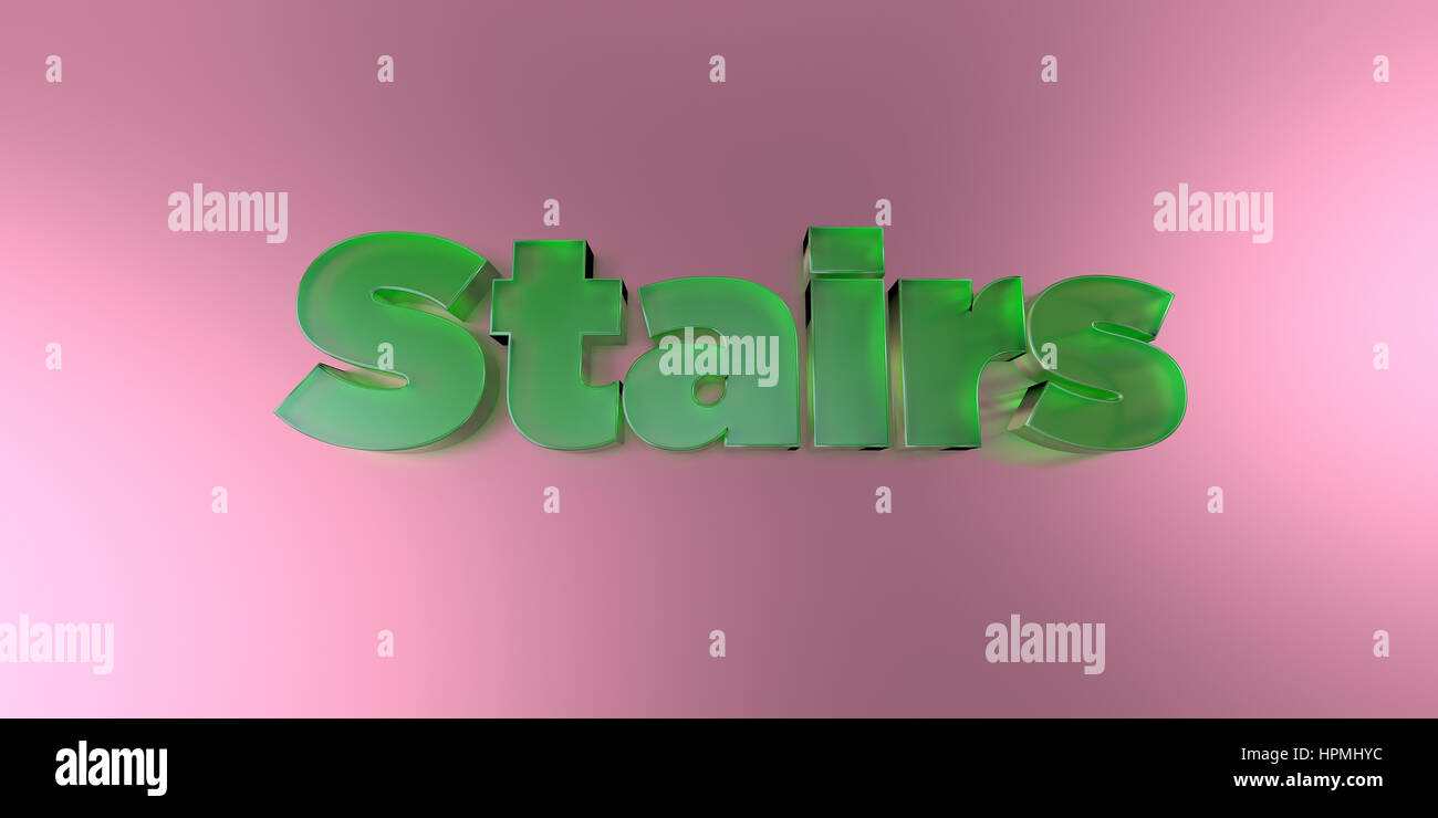 Stairs - colorful glass text on vibrant background - 3D rendered ...