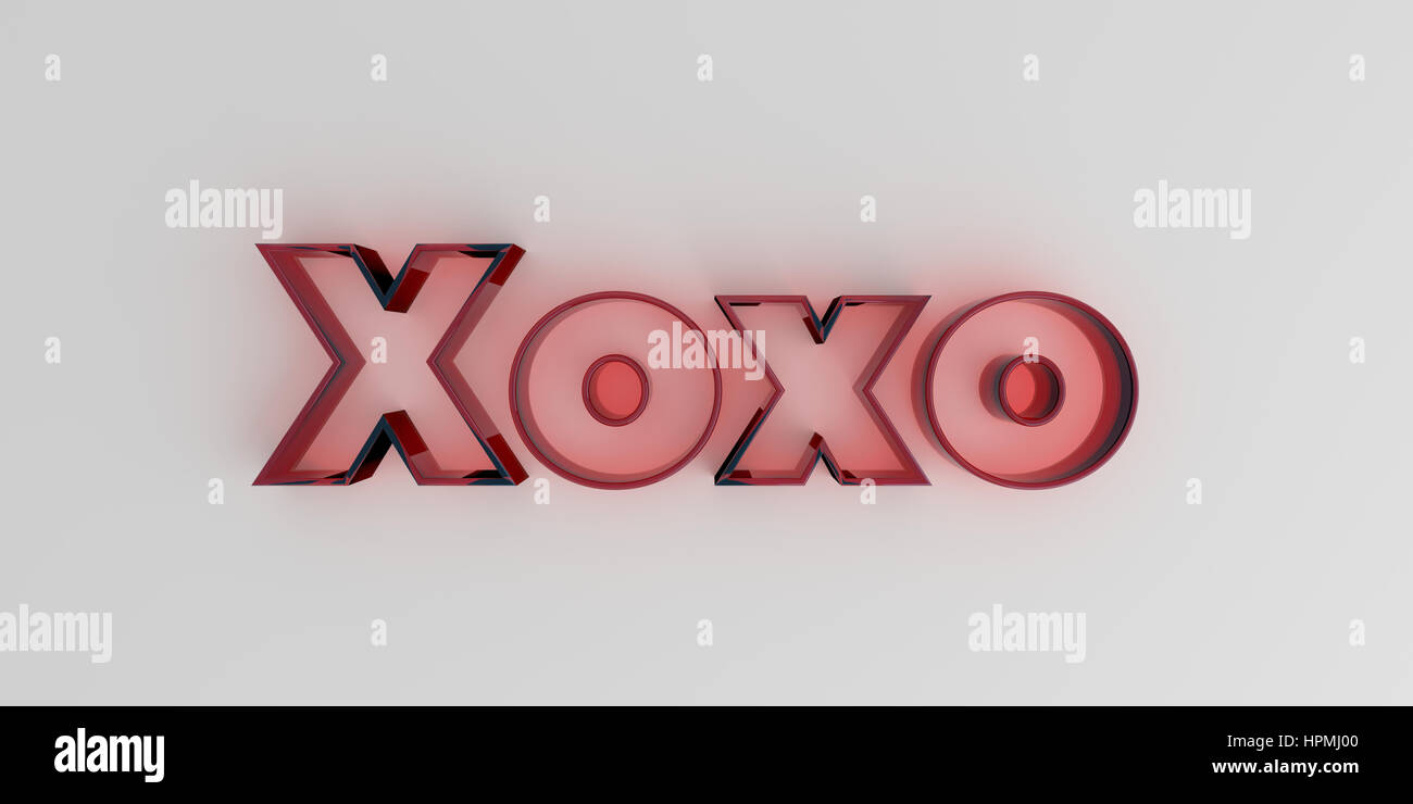 Xoxo - Red glass text on white background - 3D rendered royalty free ...