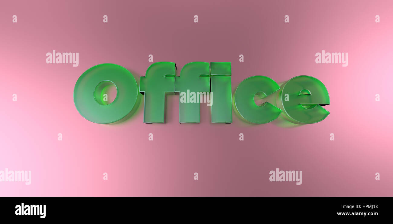 Office - colorful glass text on vibrant background - 3D rendered ...