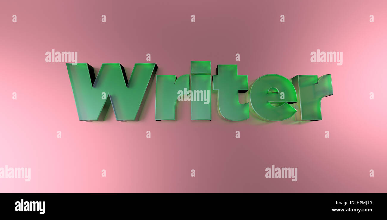 Writer - colorful glass text on vibrant background - 3D rendered ...