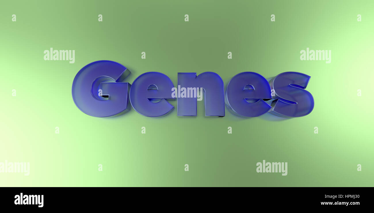 Genes - colorful glass text on vibrant background - 3D rendered royalty ...
