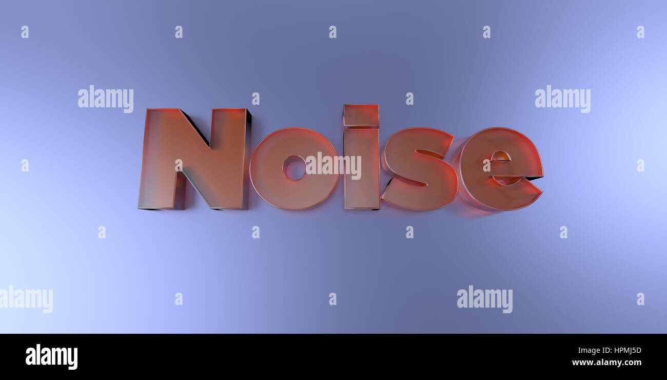 Noise - colorful glass text on vibrant background - 3D rendered royalty ...