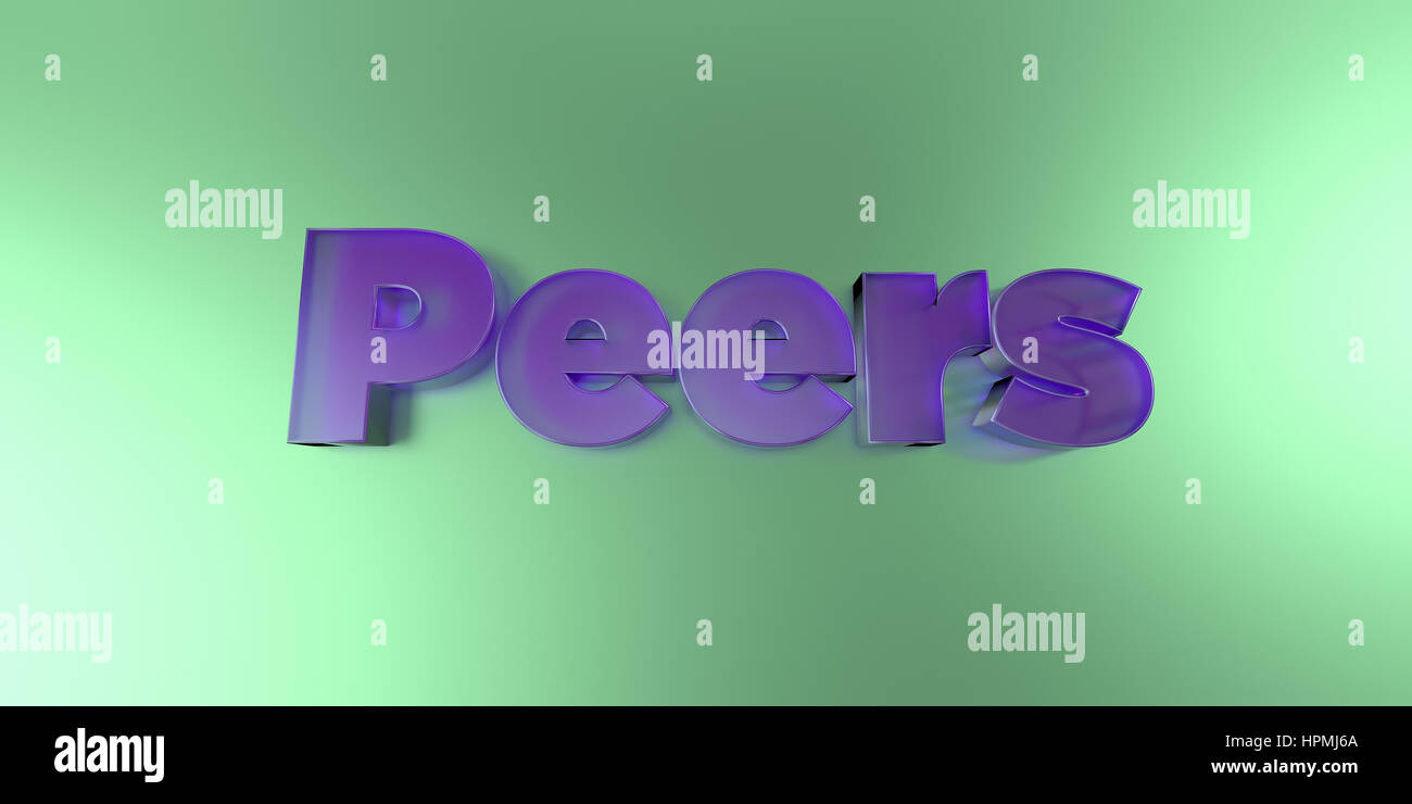 Peers - colorful glass text on vibrant background - 3D rendered royalty ...