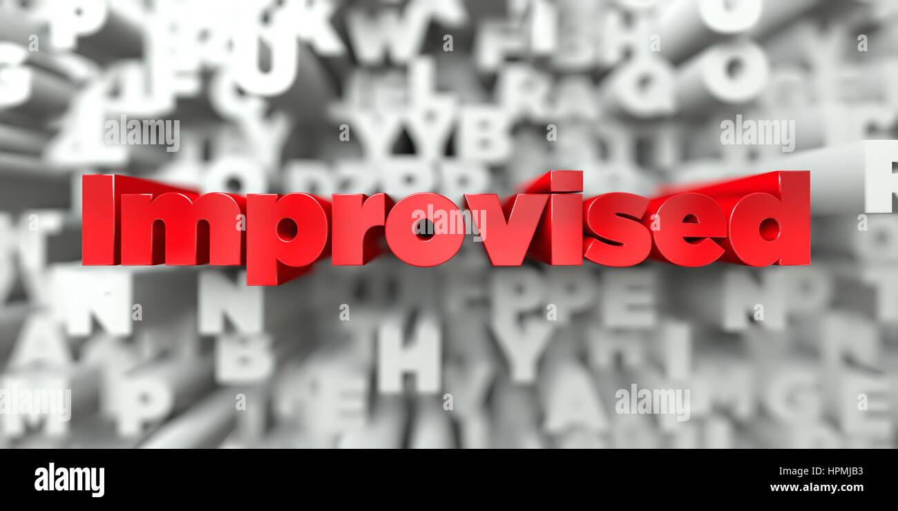 Improvised - Red text on typography background - 3D rendered royalty ...