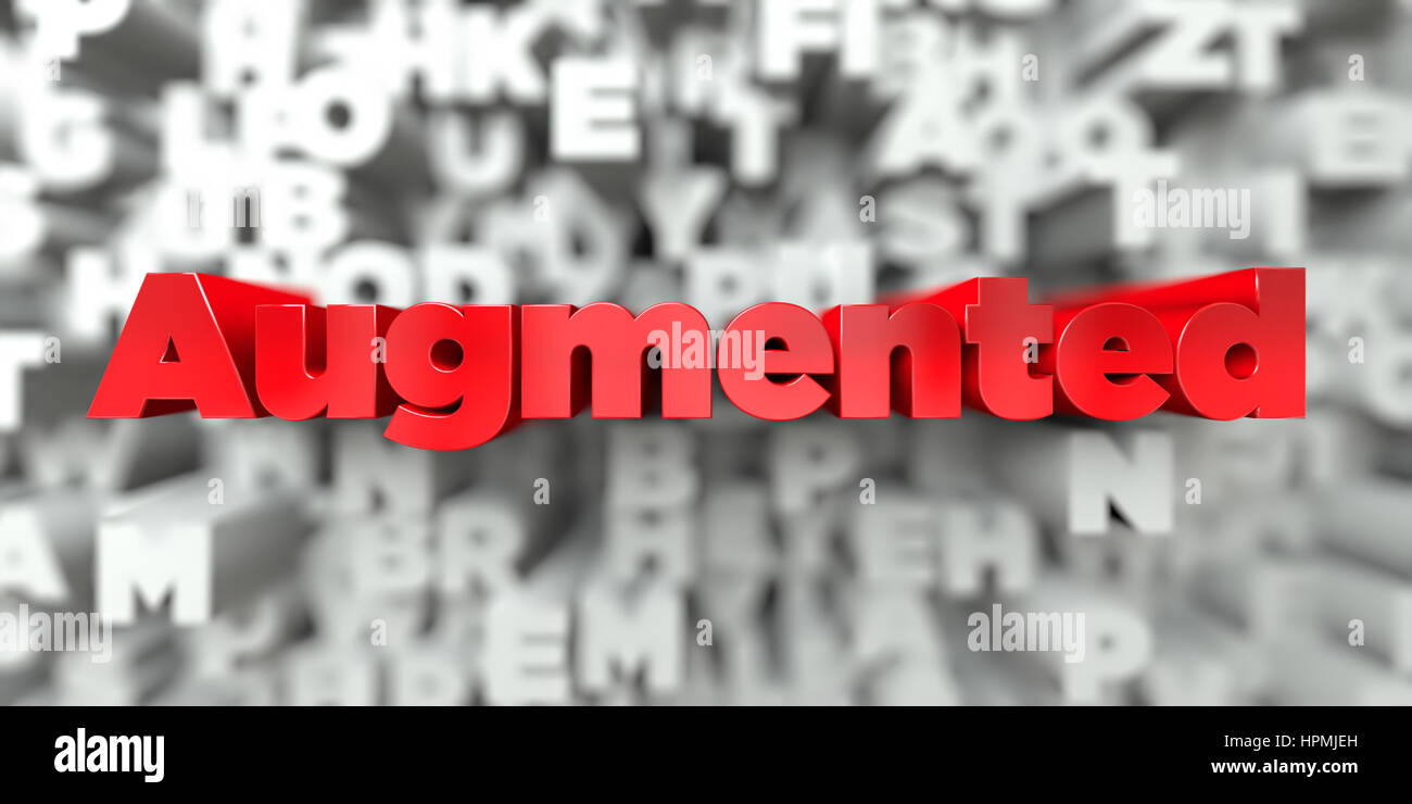Augmented - Red text on typography background - 3D rendered royalty ...