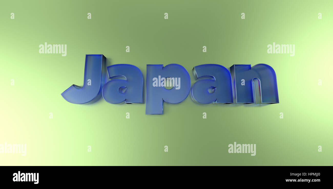 Japan - colorful glass text on vibrant background - 3D rendered royalty ...