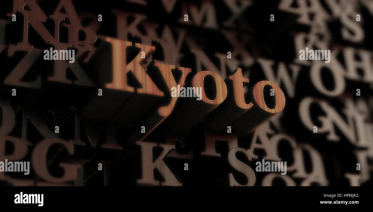 Kyoto - Wooden 3D rendered letters/message. Can be used for an online ...