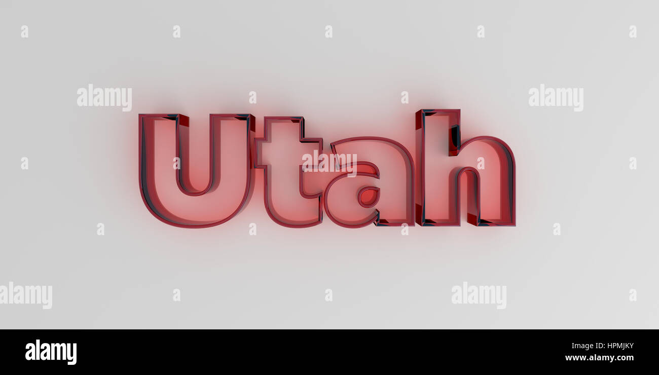 Utah - Red glass text on white background - 3D rendered royalty free ...