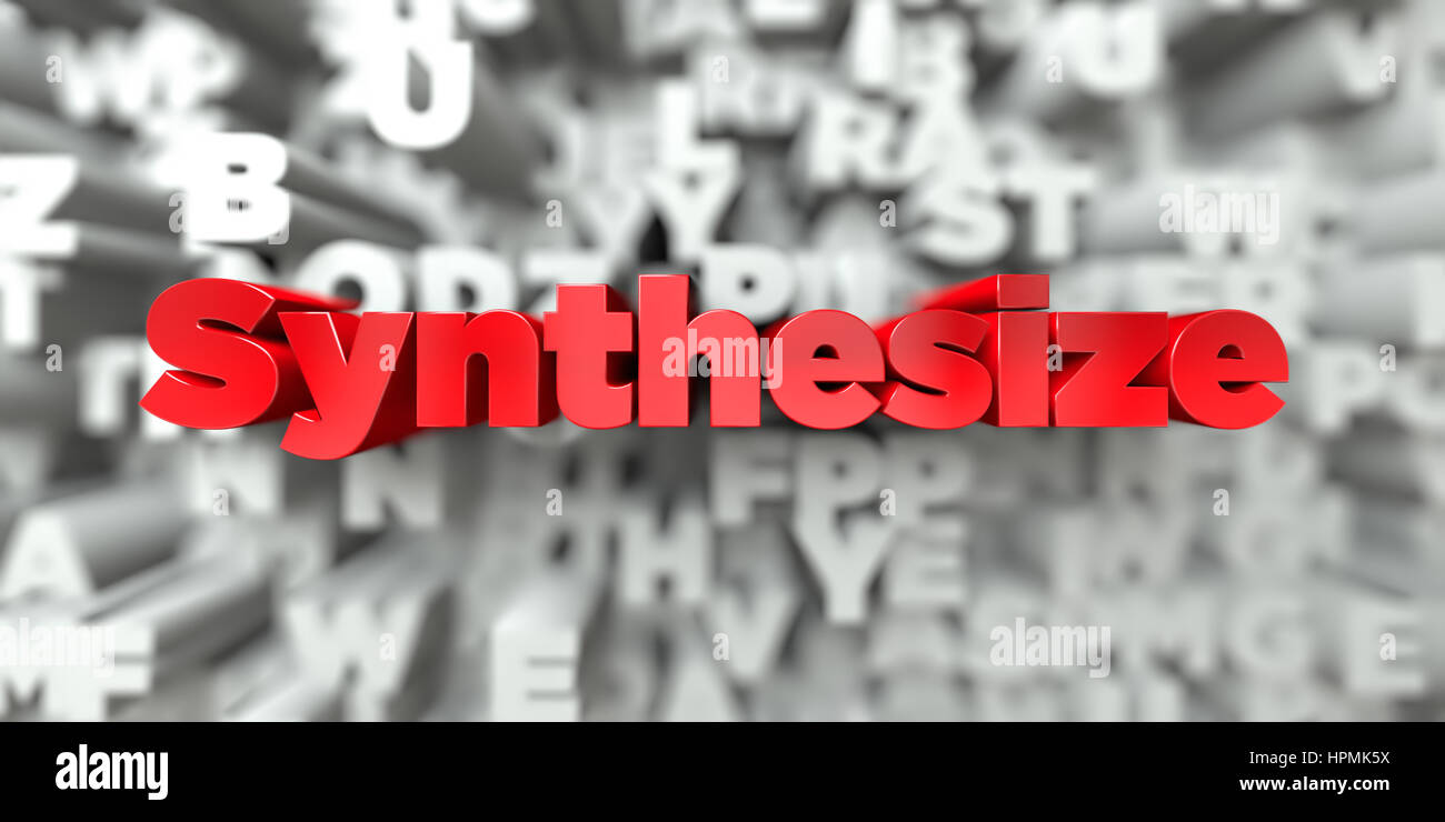 Synthesize - Red text on typography background - 3D rendered royalty ...