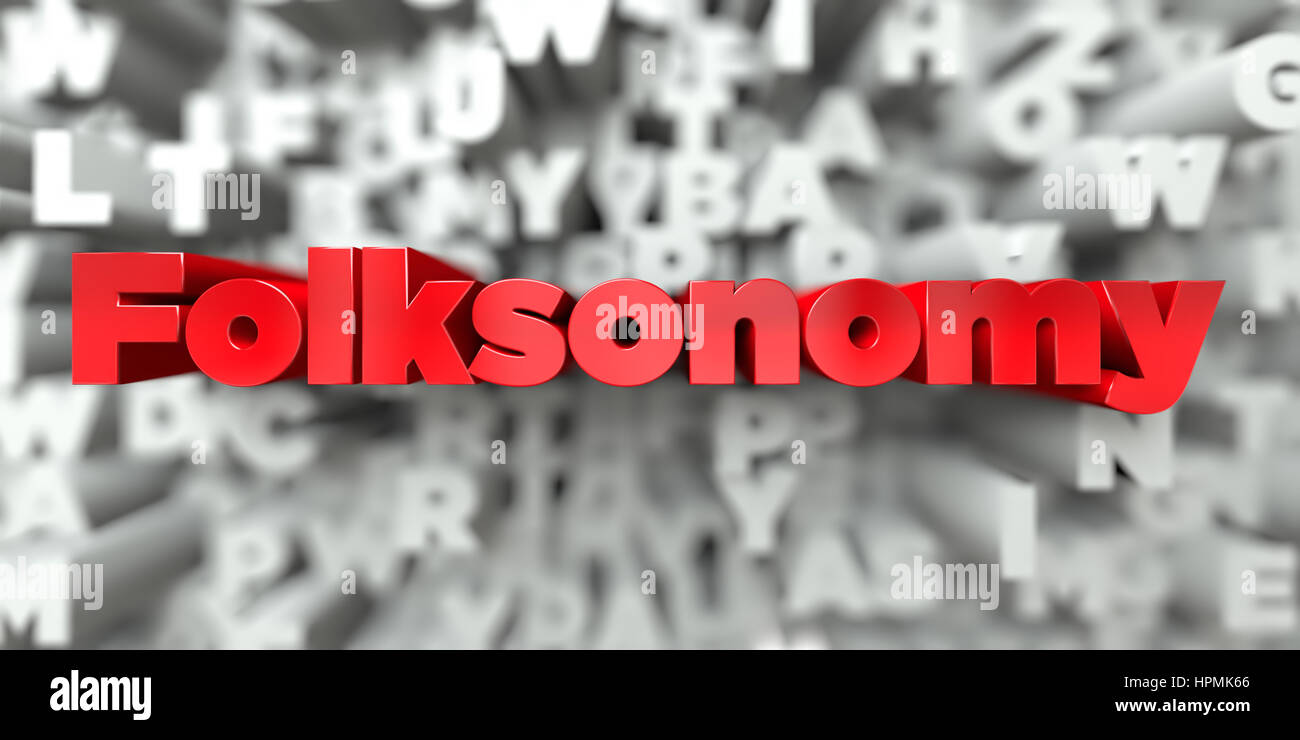 Folksonomy - Red text on typography background - 3D rendered royalty ...