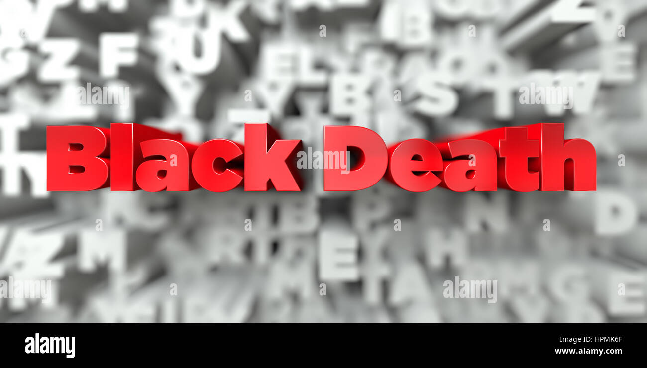 Black Death - Red text on typography background - 3D rendered royalty ...