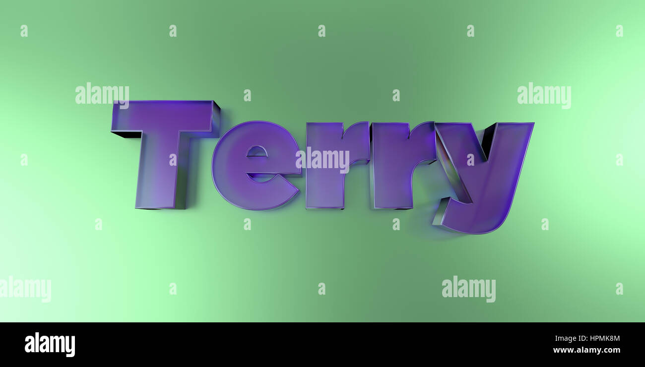 Terry - colorful glass text on vibrant background - 3D rendered royalty ...