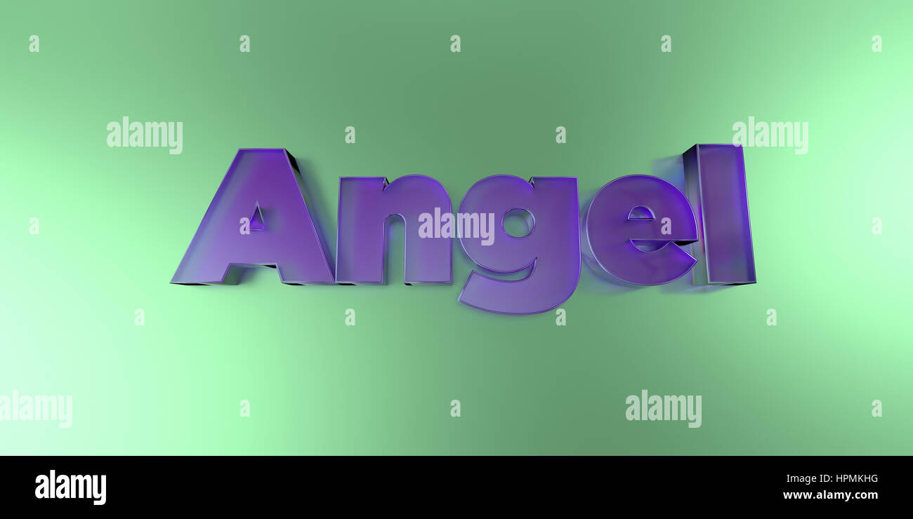 Angel - colorful glass text on vibrant background - 3D rendered royalty ...