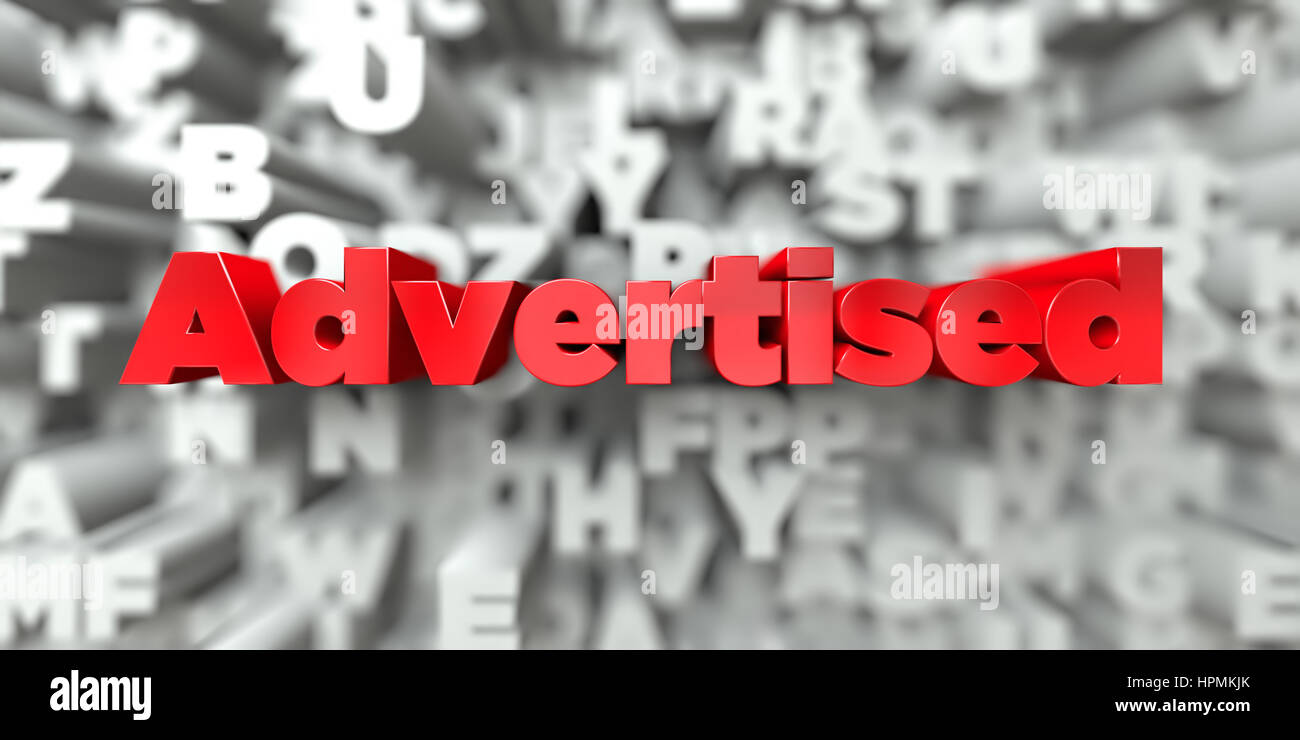 Advertised - Red text on typography background - 3D rendered royalty ...
