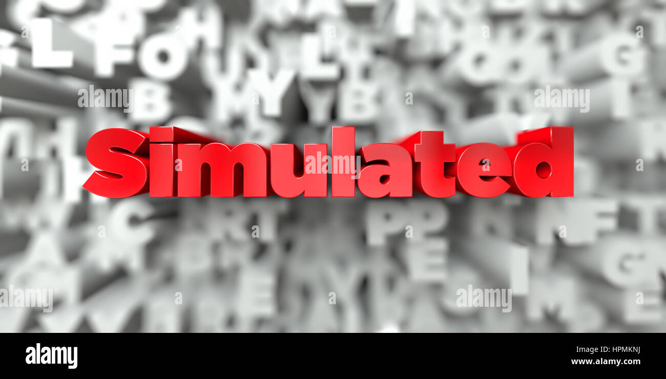 Simulated - Red text on typography background - 3D rendered royalty ...
