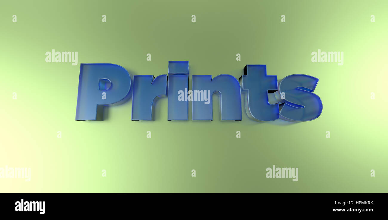 Prints - colorful glass text on vibrant background - 3D rendered ...