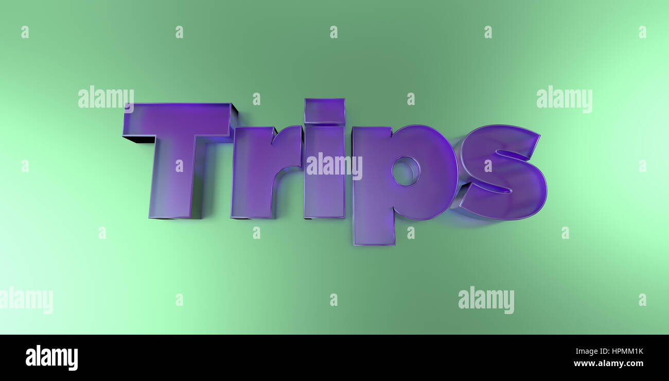 Trips - colorful glass text on vibrant background - 3D rendered royalty ...