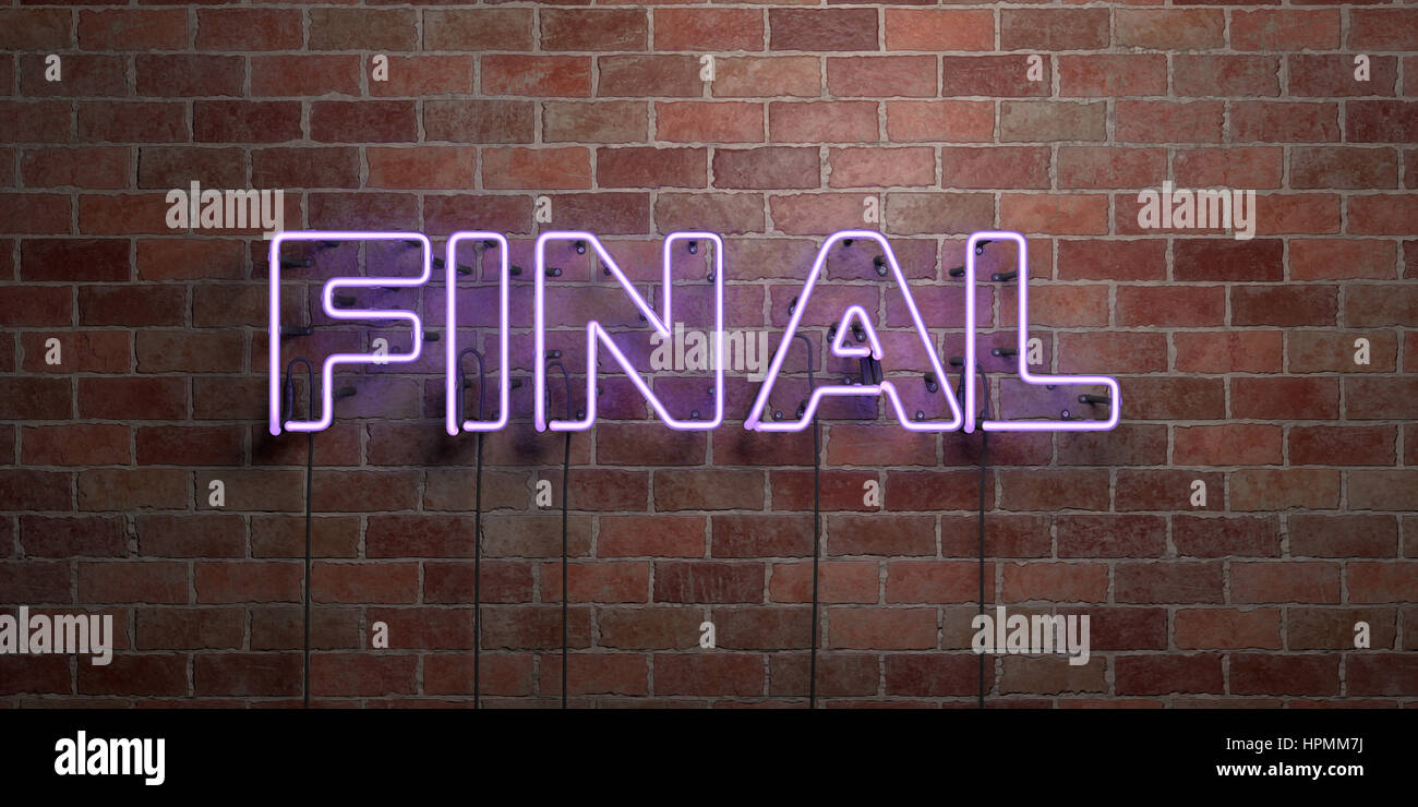 FINAL - fluorescent Neon tube Sign on brickwork - Front view - 3D ...