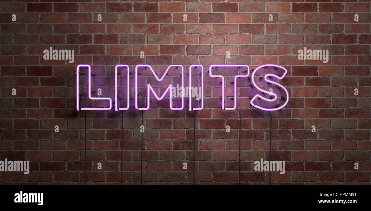 LIMITS - fluorescent Neon tube Sign on brickwork - Front view - 3D ...