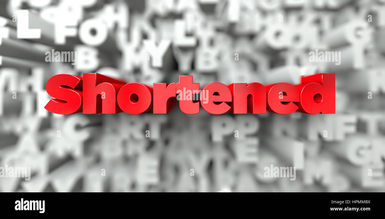 Shortened - Red text on typography background - 3D rendered royalty ...