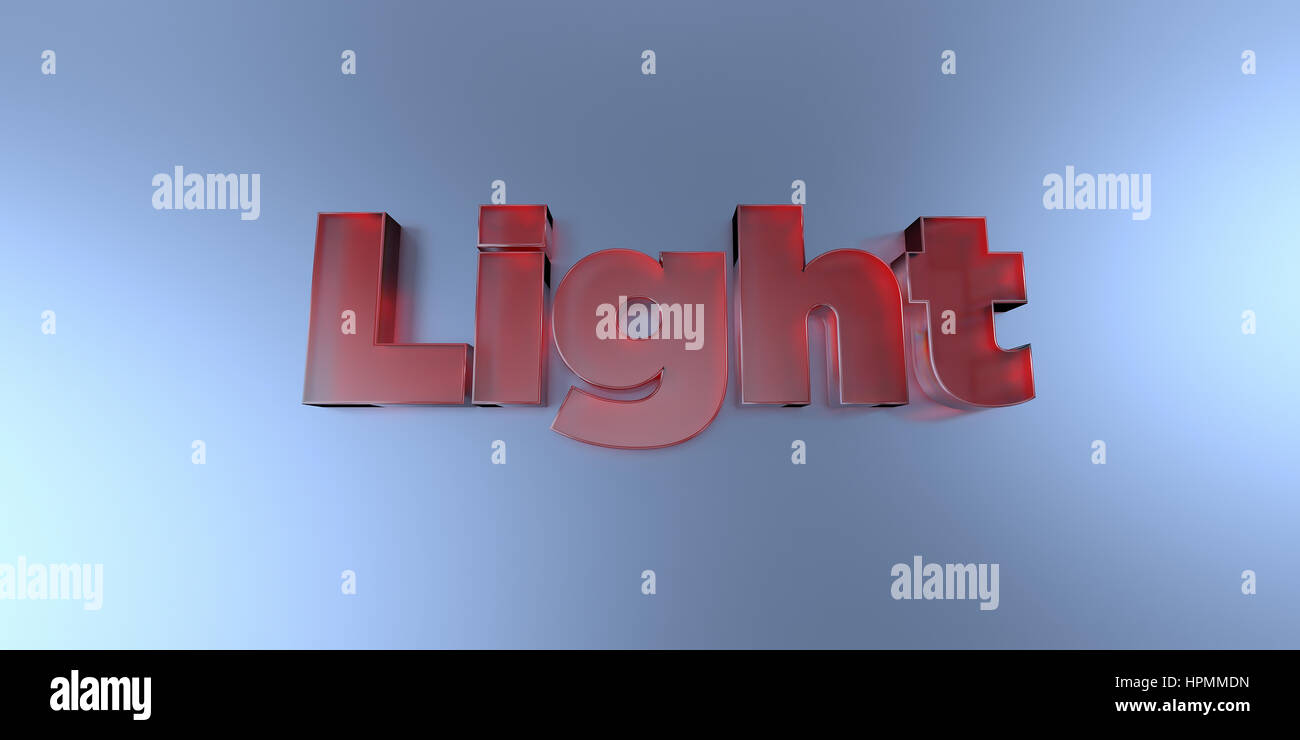 Light - colorful glass text on vibrant background - 3D rendered royalty ...