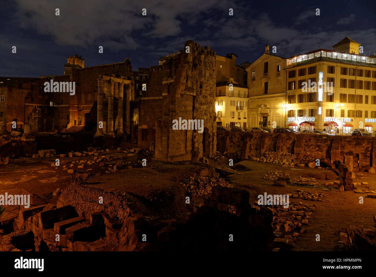 Ancient Rome at night. Beauty reflections Stock Photo - Alamy