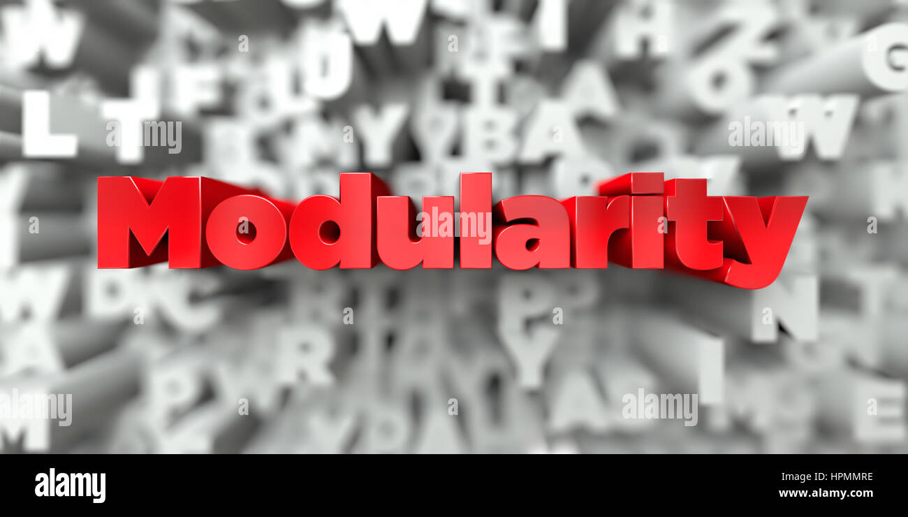 Modularity - Red text on typography background - 3D rendered royalty ...