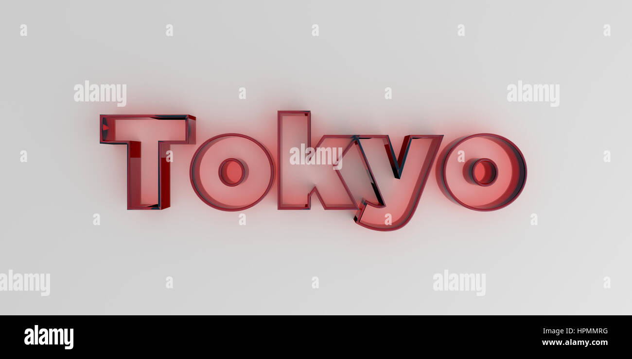 Tokyo - Red glass text on white background - 3D rendered royalty free ...
